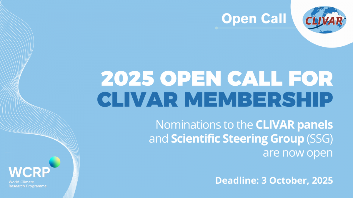 2025 Open Call for New Members of CLIVAR Panels and SSG | www.clivar.org
